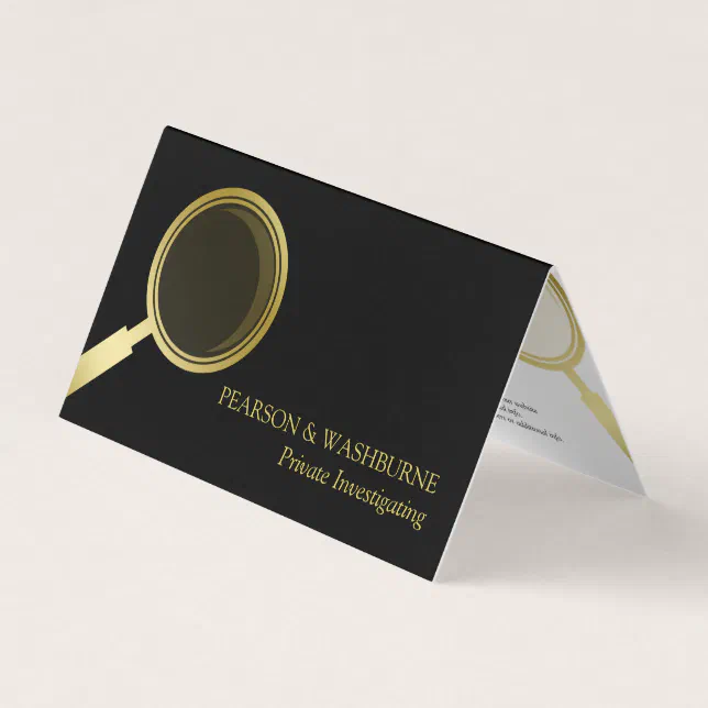 Gold Magnifying Glass - Private Investigator Business Card | Zazzle