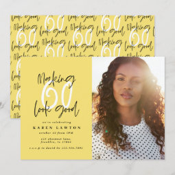 Gold making 60 look good photo birthday invitation | Zazzle