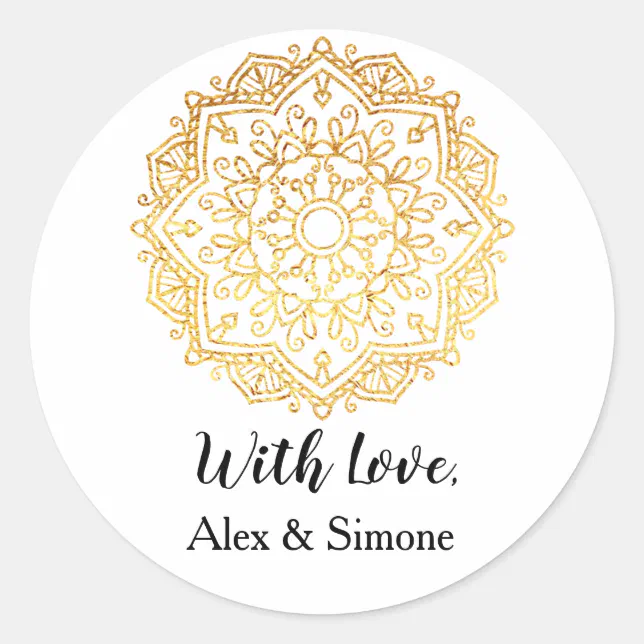 Gold Mandala Custom With Love Sticker | Zazzle