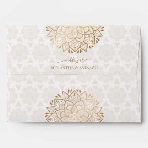Gold mandala rangoli Indian wedding envelope | Zazzle
