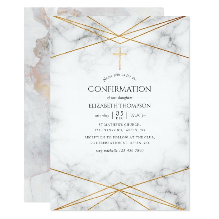 Gold Marble Geometric Confirmation Invitation | Zazzle.com