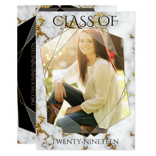 Gold Marble Geometric Gold PHOTO Frame Graduation Invitation | Zazzle.com