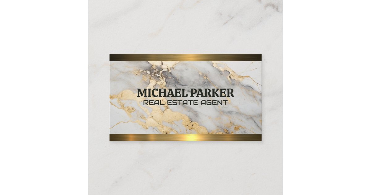 Gold Marble | Gold Metallic Trim Business Card | Zazzle
