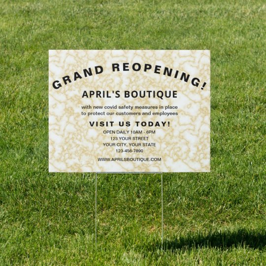 Gold Marble Grand Reopening Business post COVID Sign | Zazzle.com