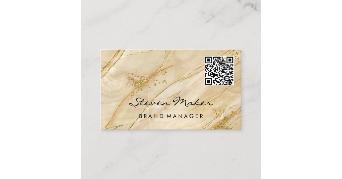 Gold Marble Stone | QR Code Business Card | Zazzle