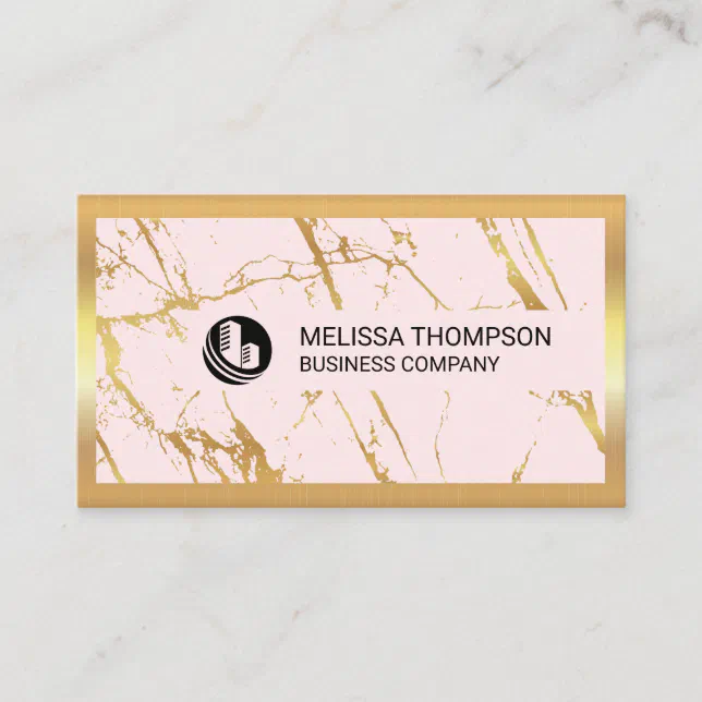 Gold Marble Texture | Gold Metallic Border Business Card | Zazzle