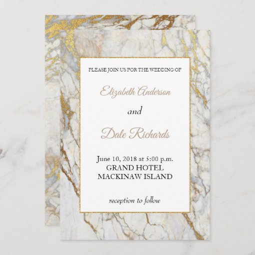 Gold Marble Wedding Invitation | Zazzle
