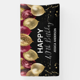 Gold Maroon Birthday Party Banner | Zazzle