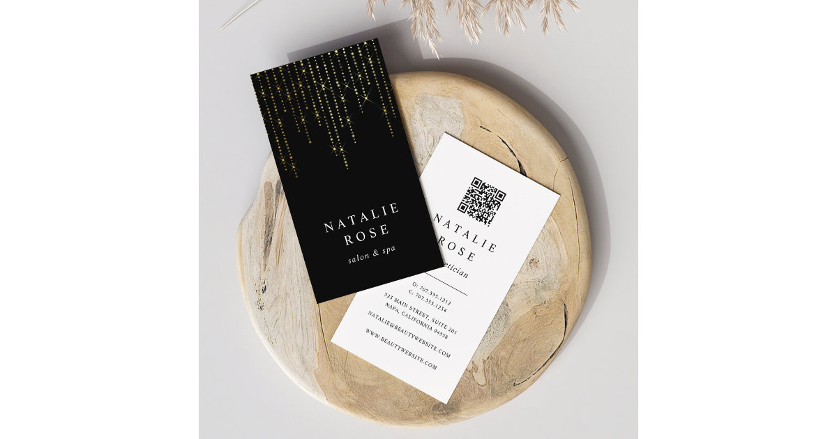 Gold Marquee Vertical QR Code Business Card | Zazzle