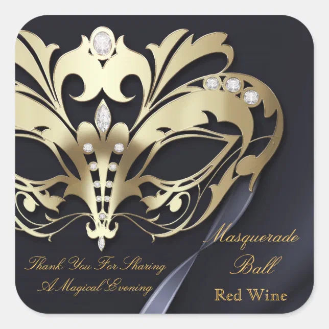 Gold Masquerade Black Party Sticker | Zazzle
