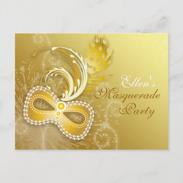 Gold Masquerade Party Invitation | Zazzle
