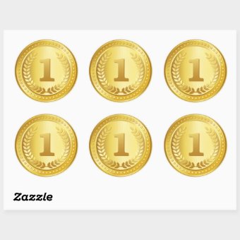 Gold medal 1st place winner sticker | Zazzle