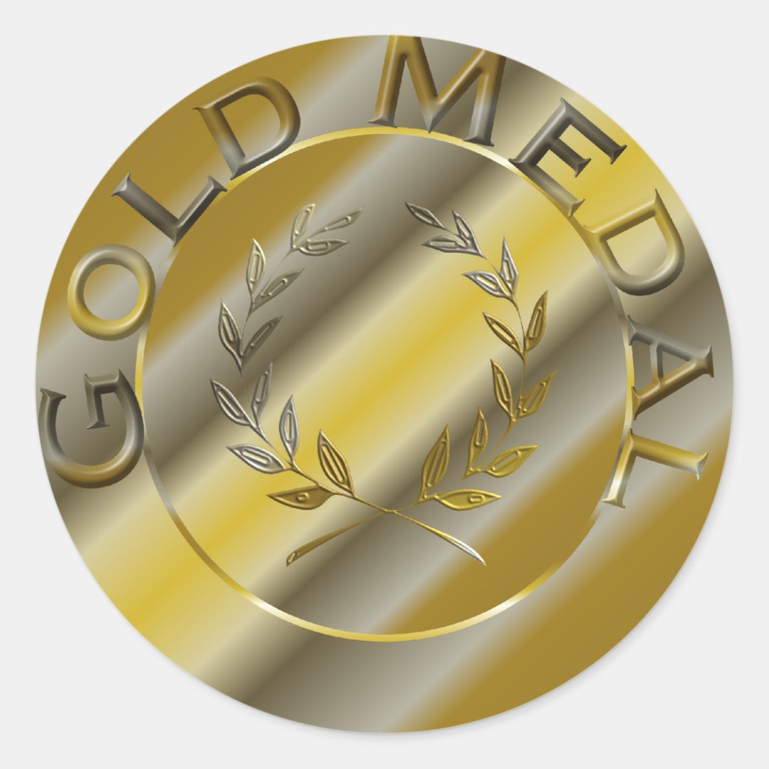 Gold Medal Classic Round Sticker | Zazzle