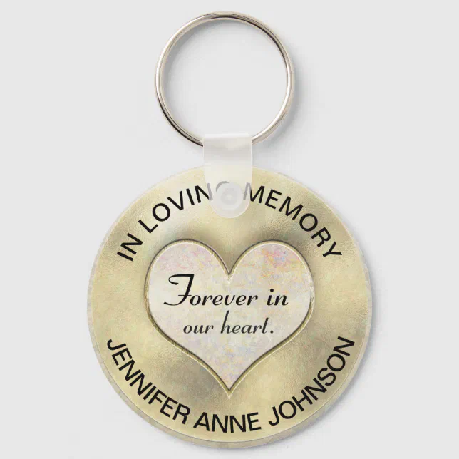 Gold Memorial Heart Keychain | Zazzle