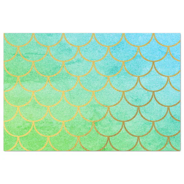 Gold Mermaid Scales Teal Turquoise Glitter Tissue Paper | Zazzle
