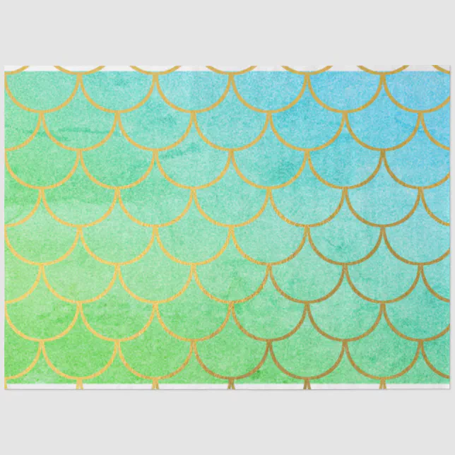 Gold Mermaid Scales Teal Turquoise Glitter Tissue Paper | Zazzle