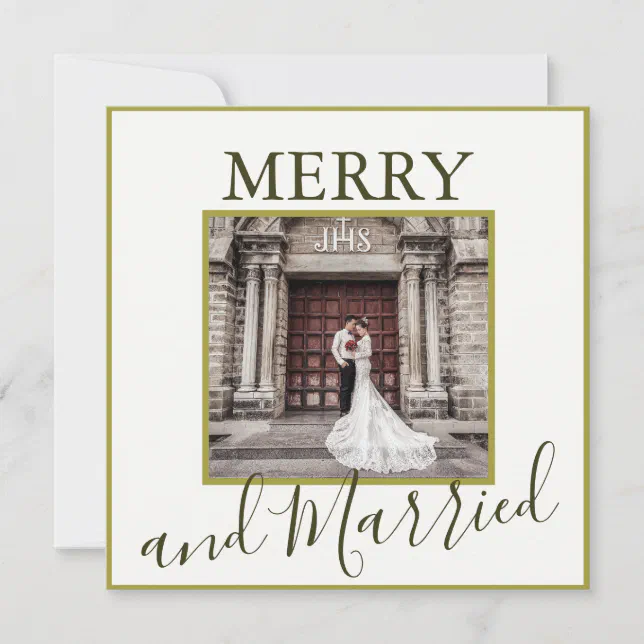 Gold Merry and Married Thank You Wedding Photo | Zazzle