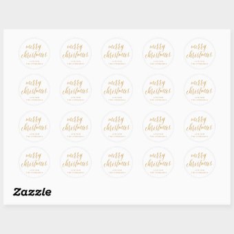 Gold Merry Christmas Personalized Holiday Sticker | Zazzle