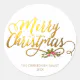 Gold Merry Christmas Red Holly Classic Round Sticker | Zazzle