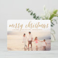 Gold Merry Christmas Script Holiday Photo Card | Zazzle