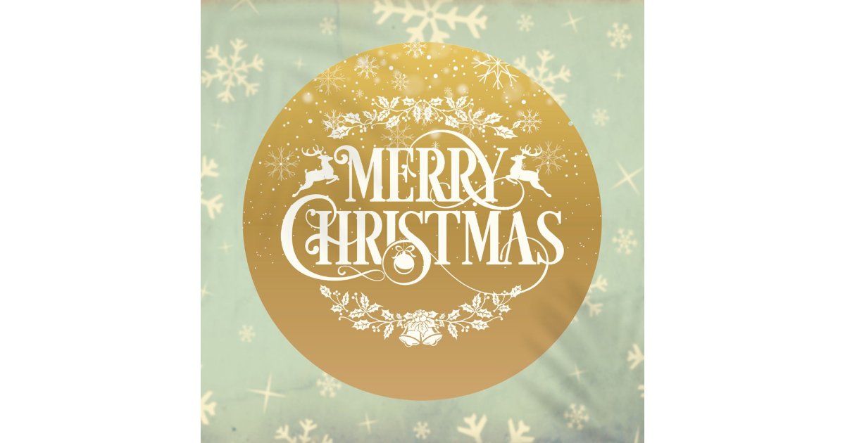 Gold Merry Christmas Snowflakes Classic Round Sticker | Zazzle