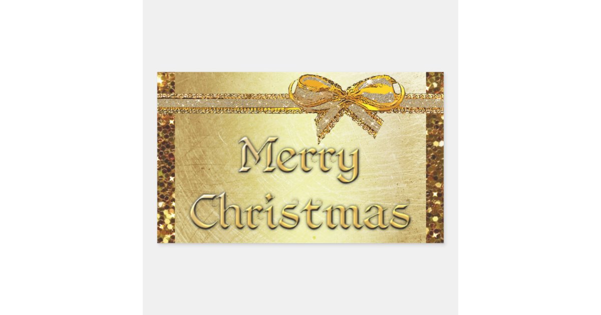 Gold Merry Christmas Sticker | Zazzle
