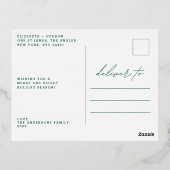 GOLD Merry | Red Gradient Happy Christmas Photo Foil Holiday Postcard ...