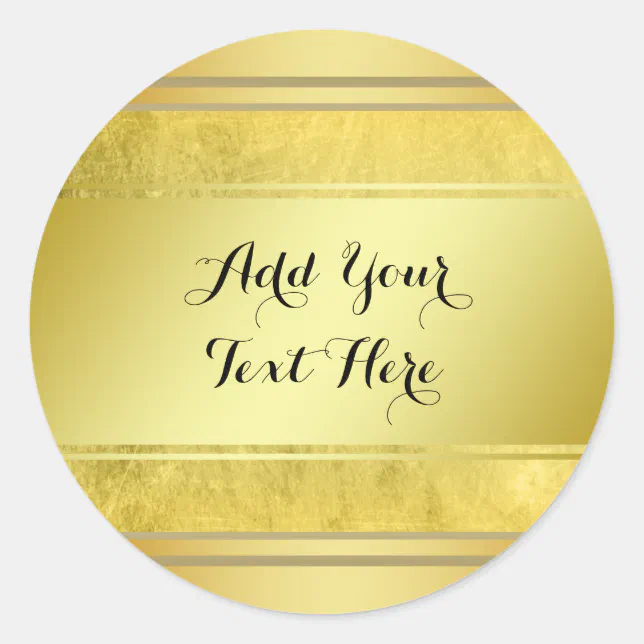 Gold Metal Foil Faux Glitter Customize Classic Classic Round Sticker ...