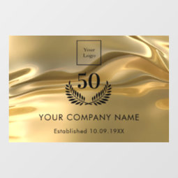 Gold metal logo business years of service window cling | Zazzle