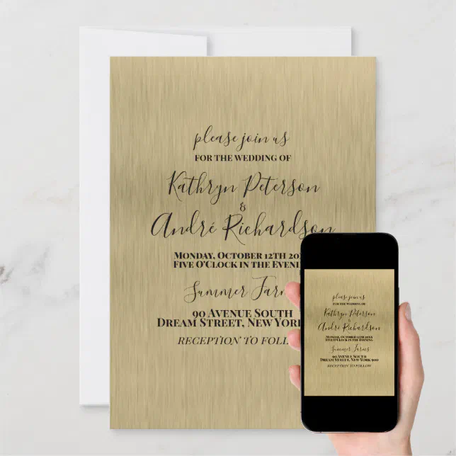 Gold Metal Wedding Invitation | Zazzle