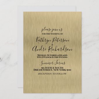 Gold Metal Wedding Invitation | Zazzle