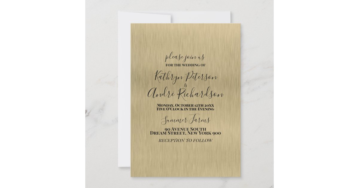 Gold Metal Wedding Invitation | Zazzle