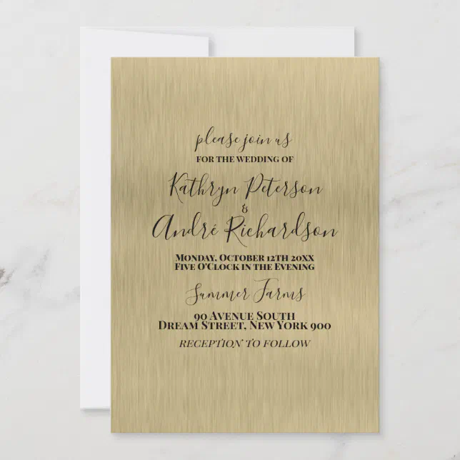 Gold Metal Wedding Invitation | Zazzle