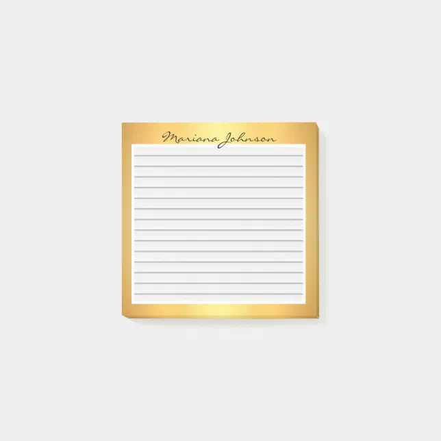 gold metal with lines background,custom post-it notes | Zazzle