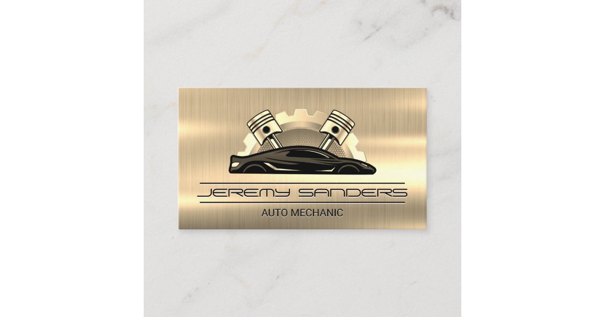 Gold Metallic | Auto Repair Services Business Card | Zazzle
