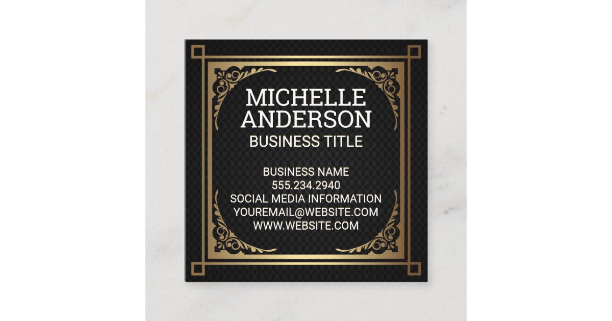 Gold Metallic Border | Black Mesh Loyalty Card | Zazzle