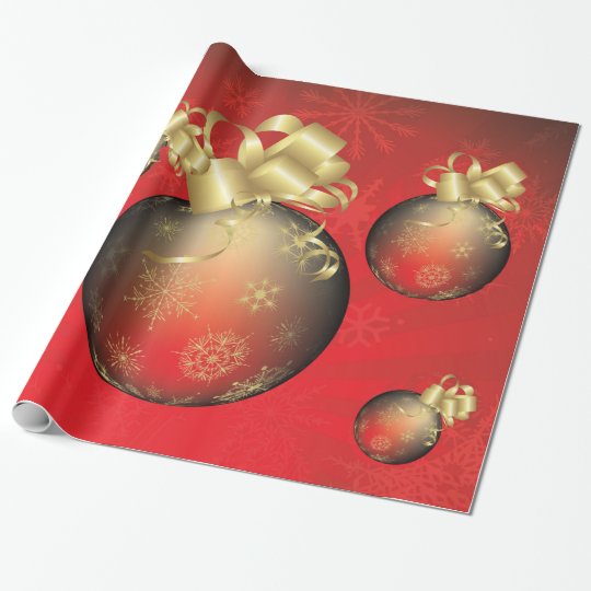 Gold Metallic Christmas Balls Decorations Wrapping Paper | Zazzle.com