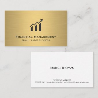 Gold Metallic | Executive Financial Manager Business Card | Zazzle