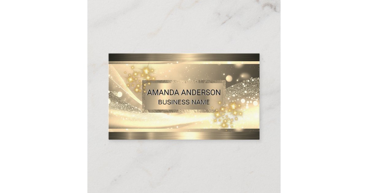 Gold Metallic | Golden Boke Sparkle Business Card | Zazzle