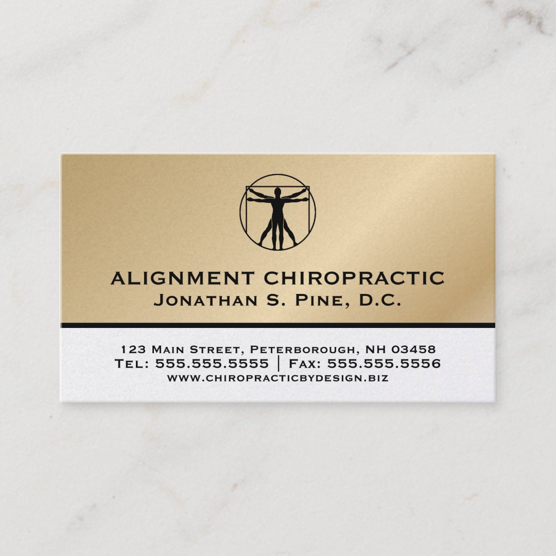 Gold Metallic-Look Chiropractic Business Cards | Zazzle