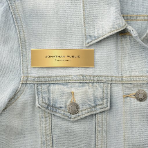 Gold Metallic Look Template Professional Elegant Name Tag | Zazzle