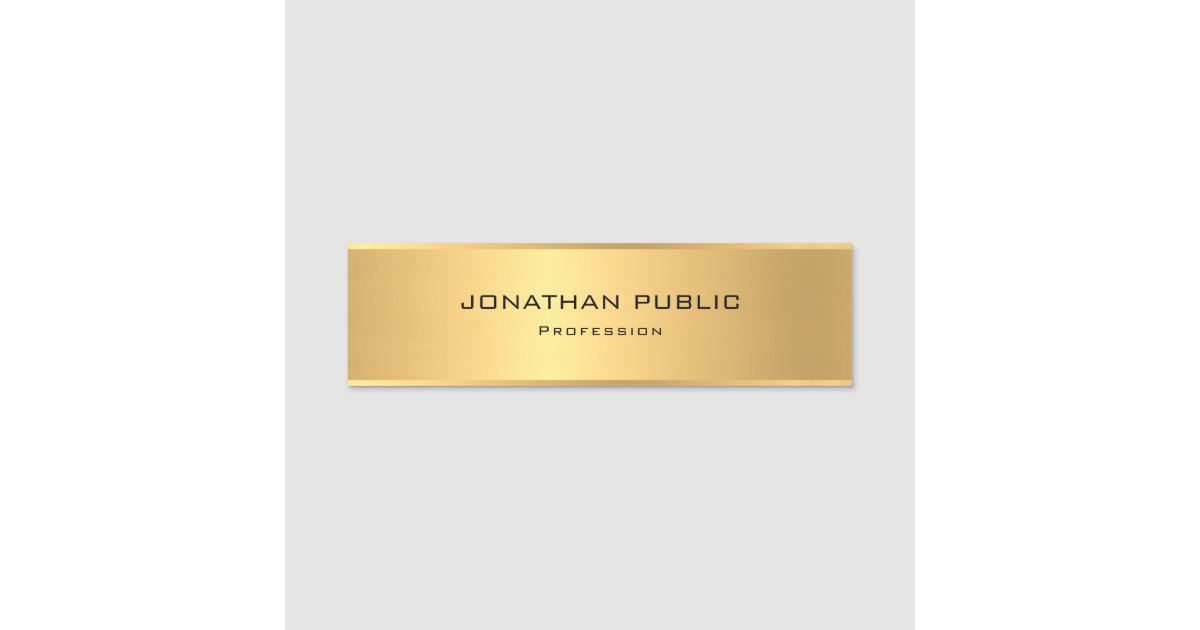 Gold Metallic Look Template Professional Elegant Name Tag | Zazzle