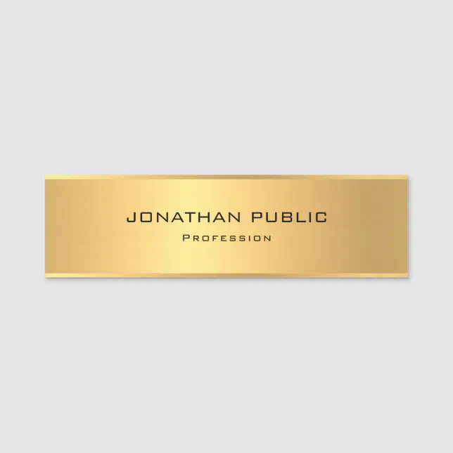 Gold Metallic Look Template Professional Elegant Name Tag | Zazzle