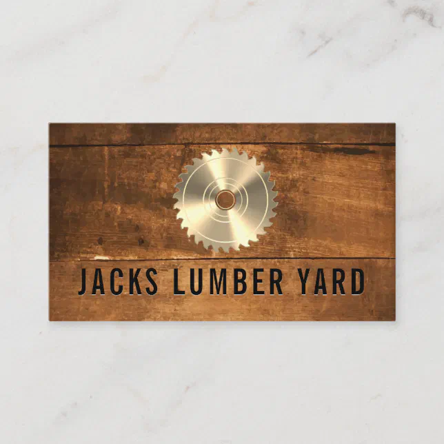 Gold Metallic Lumber Saw | Wood Panel Business Card | Zazzle