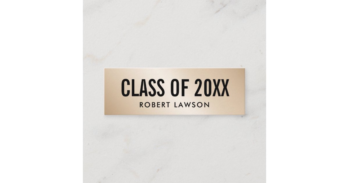 Gold Metallic Luxe Class Graduation Name Card | Zazzle