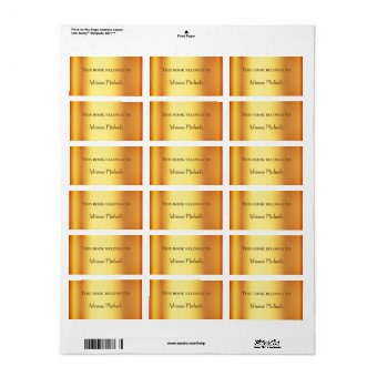 Gold metallic name elegant bookplate | Zazzle
