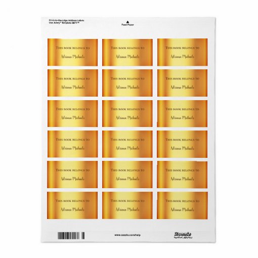 Gold metallic name elegant bookplate | Zazzle