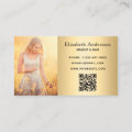 Gold metallic photo qr code elegant business card | Zazzle