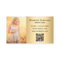 Gold metallic photo qr code elegant business card | Zazzle