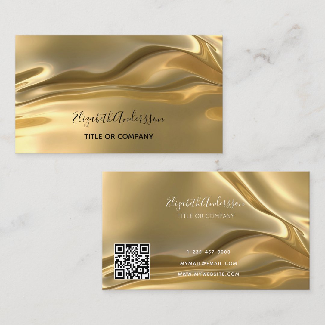 Gold metallic qr code business card | Zazzle